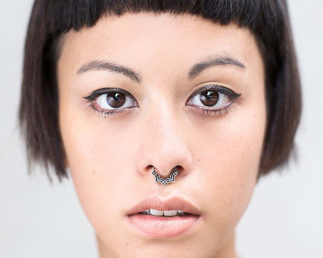 Septum Jewelry Nose Ring, Septum Clicker, Sterling Silver Septum Cuff ...