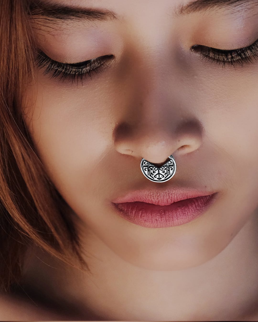 18G Septum Clicker, Gold Septum Clicker, Unisex Nose Ring, Tribal ...