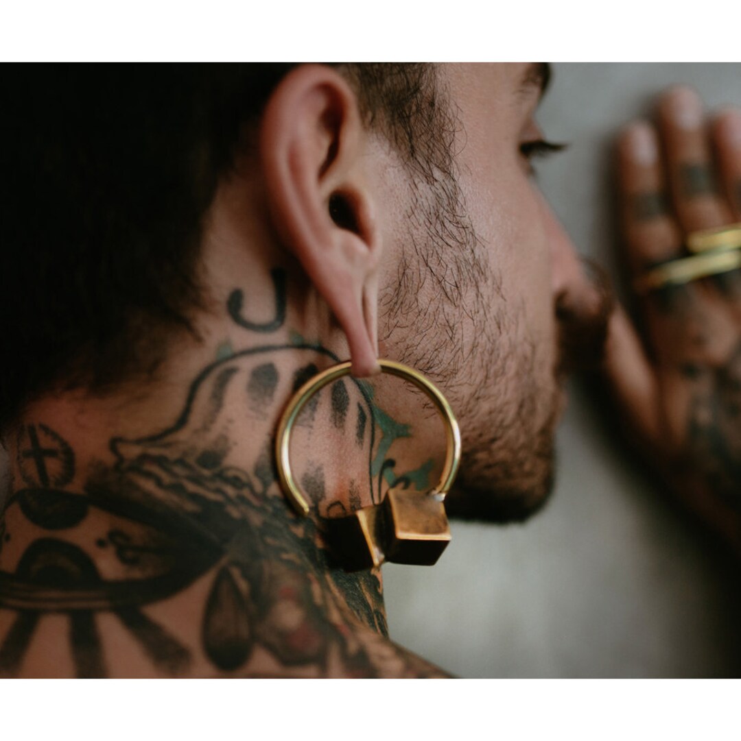 Mens Pyrite Ear Weights, Mens Hanging Weights, Mens Earrings, Mens ...