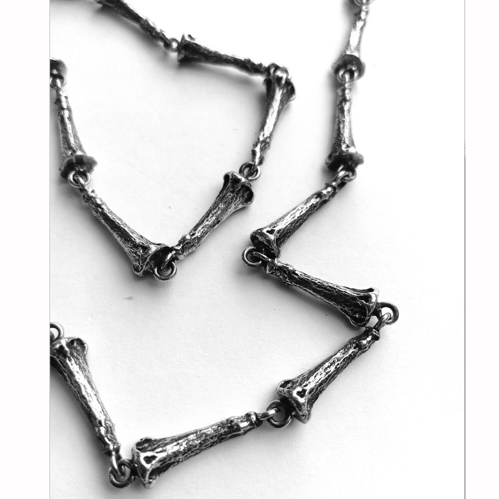 Silver Bone Necklace Small Necklace Silver Silver Chain | Etsy