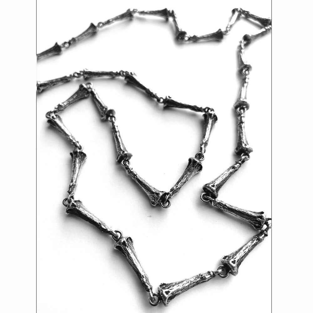 Silver Bone Necklace Small Necklace Silver Silver Chain | Etsy