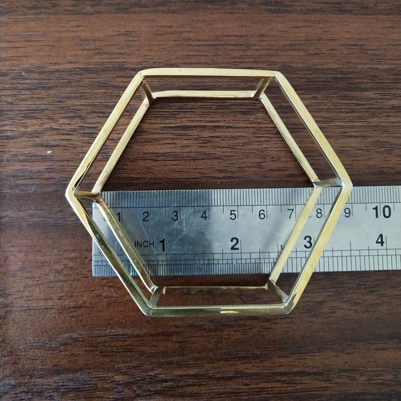 Gold Hexagonal Bangle Brass Bangle Minimal Geometric Bangle | Etsy