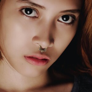 24K Gold Plate Septum Ring, Septum Ring, Septum Jewelry, Geometric ...