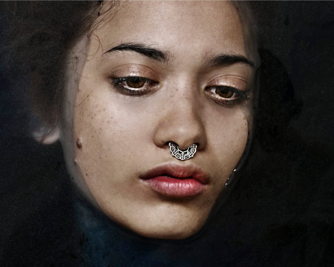 Sterling Silver Septum Ring, Lace Septum, Septum Clicker, Silver Nose ...