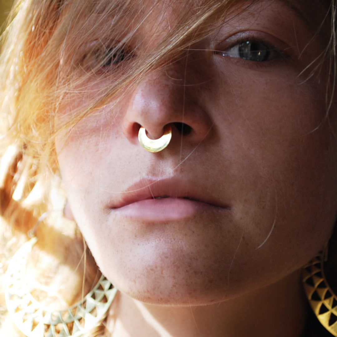 Septum Ring Gold Nose Ring Big Gold Septum Septum Jewelry - Etsy