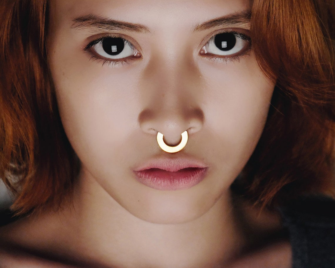 Big Gold Septum Ring Gold Nose Ring Ethnic Gold Septum Gold - Etsy