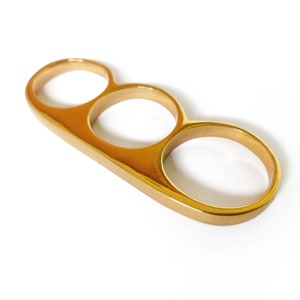 Gold Multifinger Ring, Minimal Ring, Gold 3 Finger Ring, Gold Triplet ...