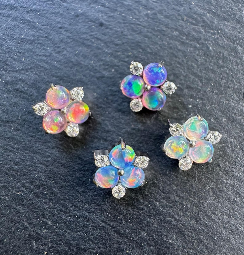 Titanium Natural Australian Opal Studs Earrings • Conch • Tragus ...