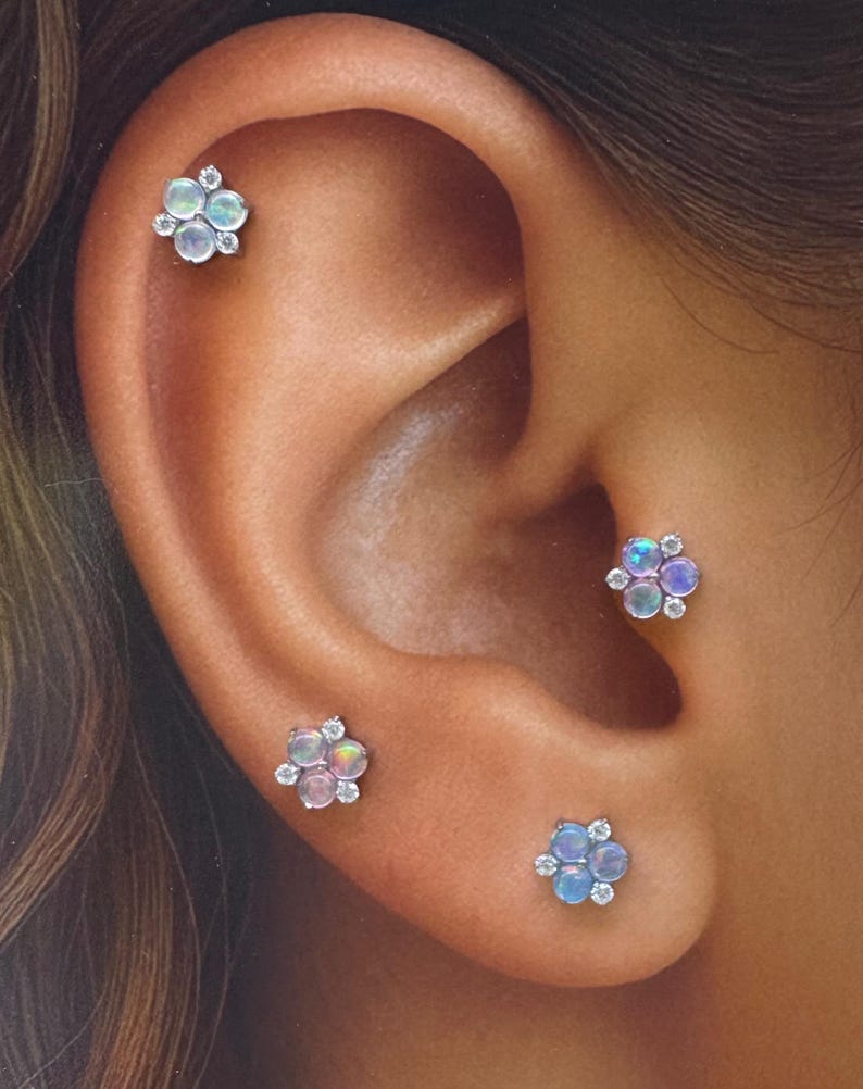 Titanium Natural Australian Opal Studs Earrings • Conch • Tragus ...