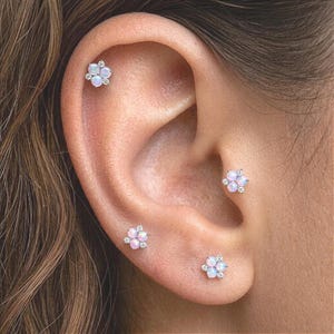 Titanium Natural Australian Opal Studs Earrings • Conch • Tragus ...