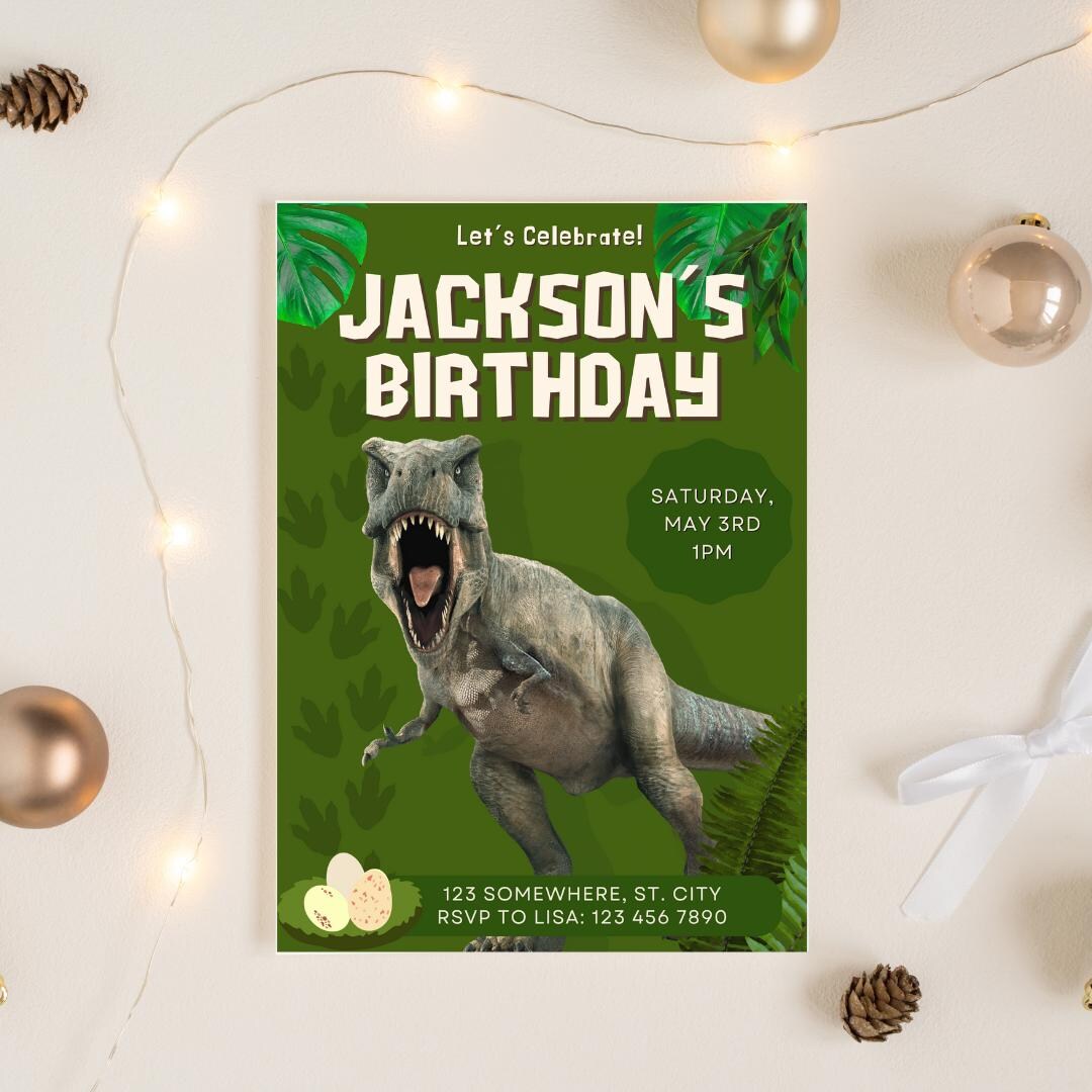 T-rex Birthday Invite | Dino Party Printable | Editable Digital ...