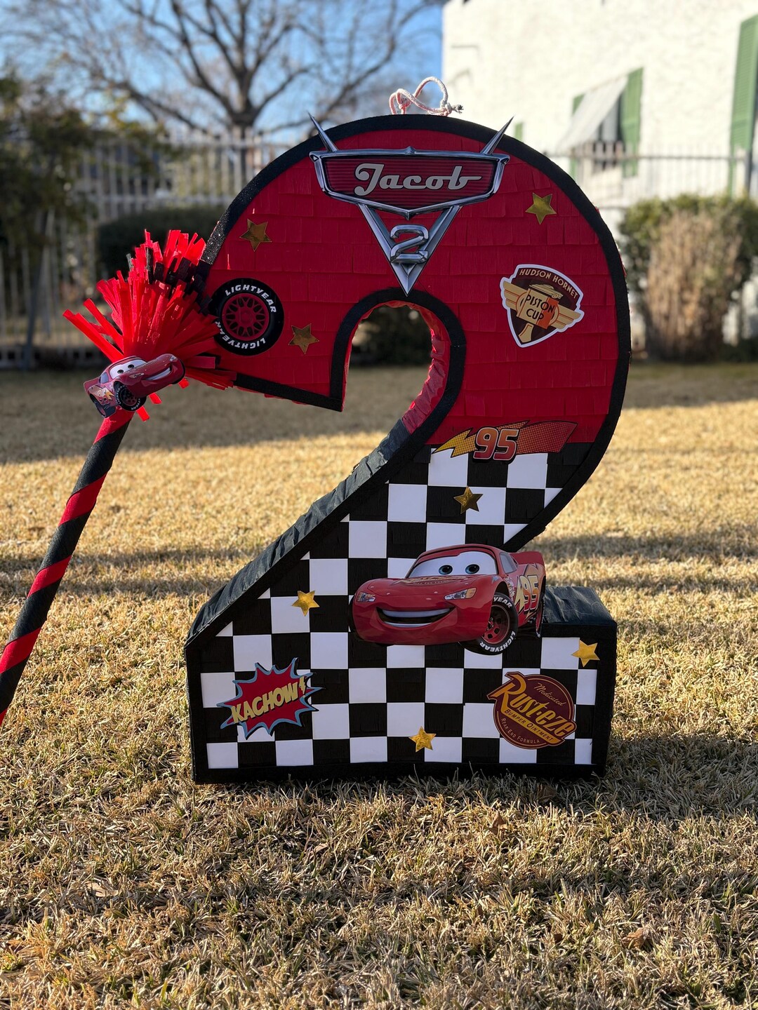 Custom Number Lightning Mcqueen Inspired Piñata, Cars Piñata - Etsy