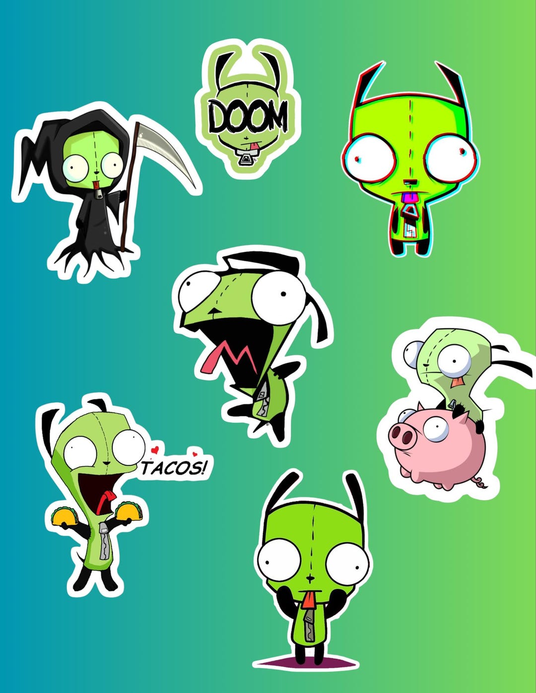 Invader Zim Stickers - Etsy