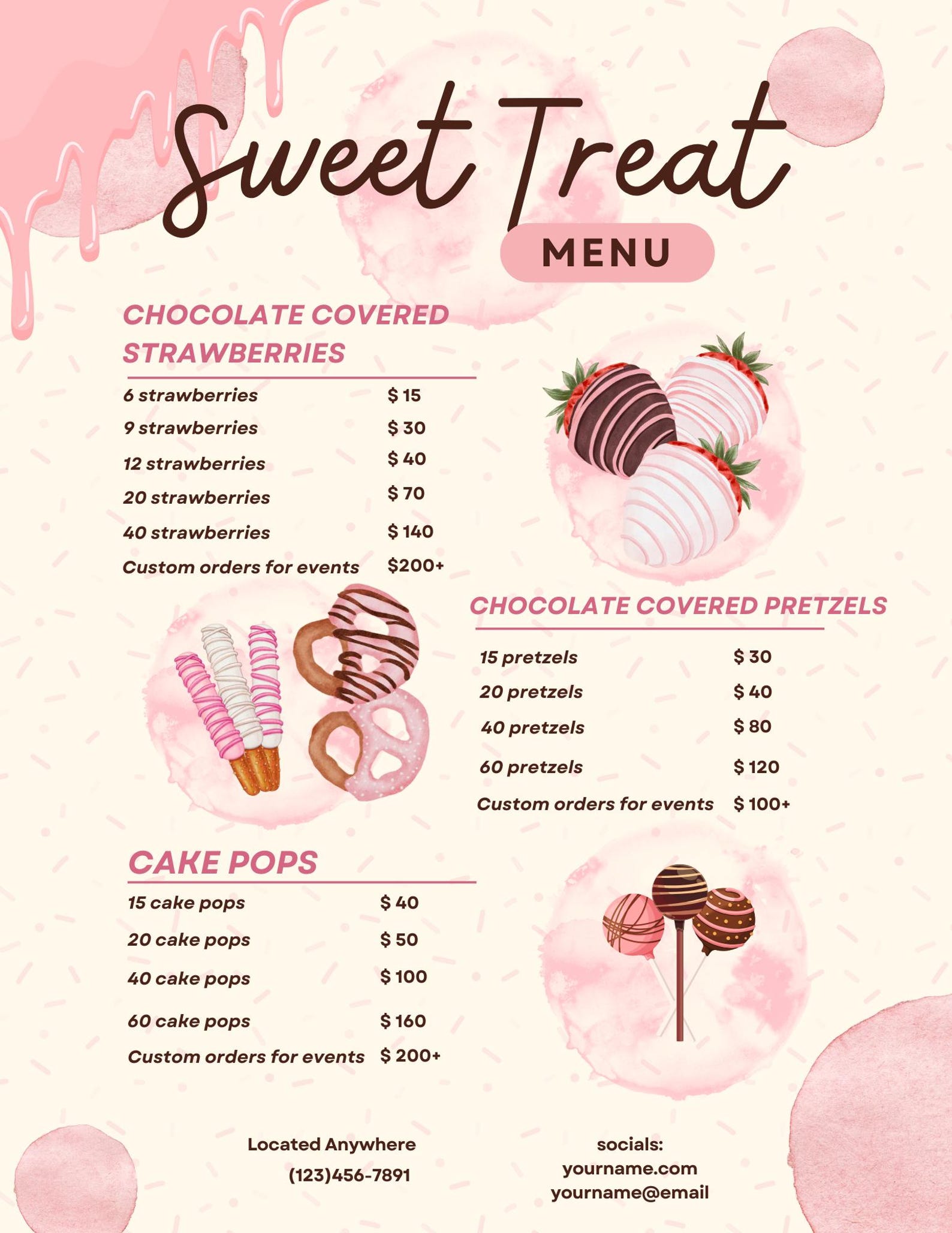 Custom Sweet Treat Menu | Custom Design Template - Etsy