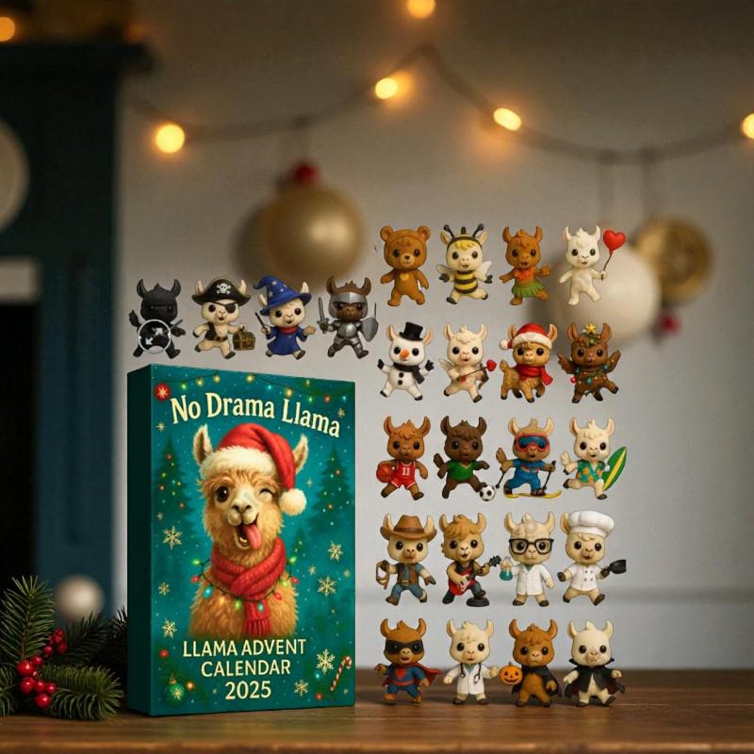 Drama Llama Advent Calendar 2025, 24 Day Acrylic Ornament Countdown Box ...