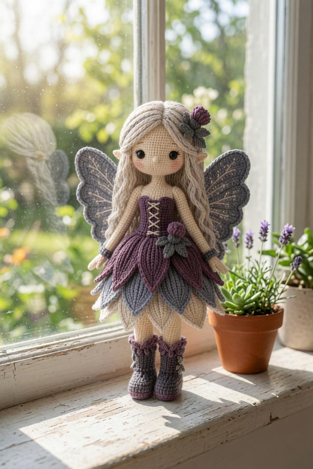 Poupée au crochet fée chardon prunier, fée Amigurumi faite main ...