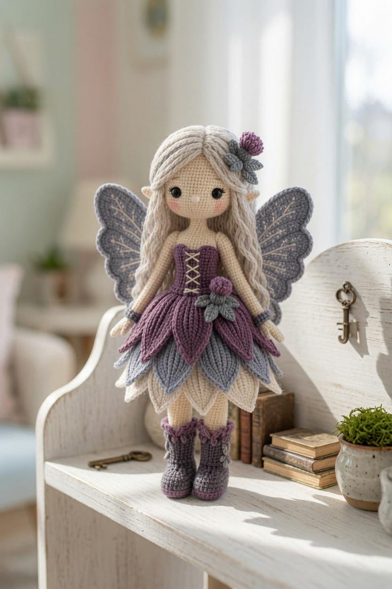 Poupée au crochet fée chardon prunier, fée Amigurumi faite main ...