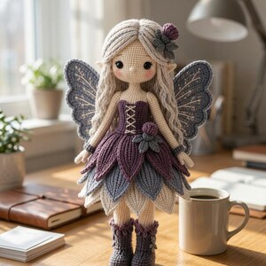 Poupée au crochet fée chardon prunier, fée Amigurumi faite main ...