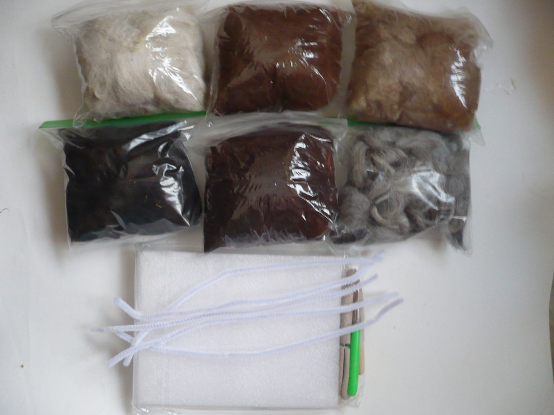 Deluxe Needle Felting Starter Kit W Raw Alpaca Fleece Huacaya Fiber ...