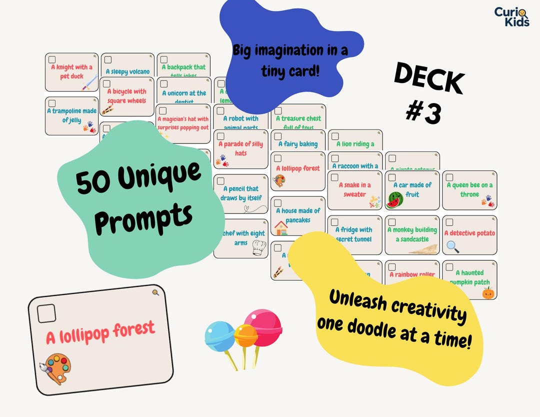 50 Doodle Prompts for Kids - Doodle Deck #3 - Etsy
