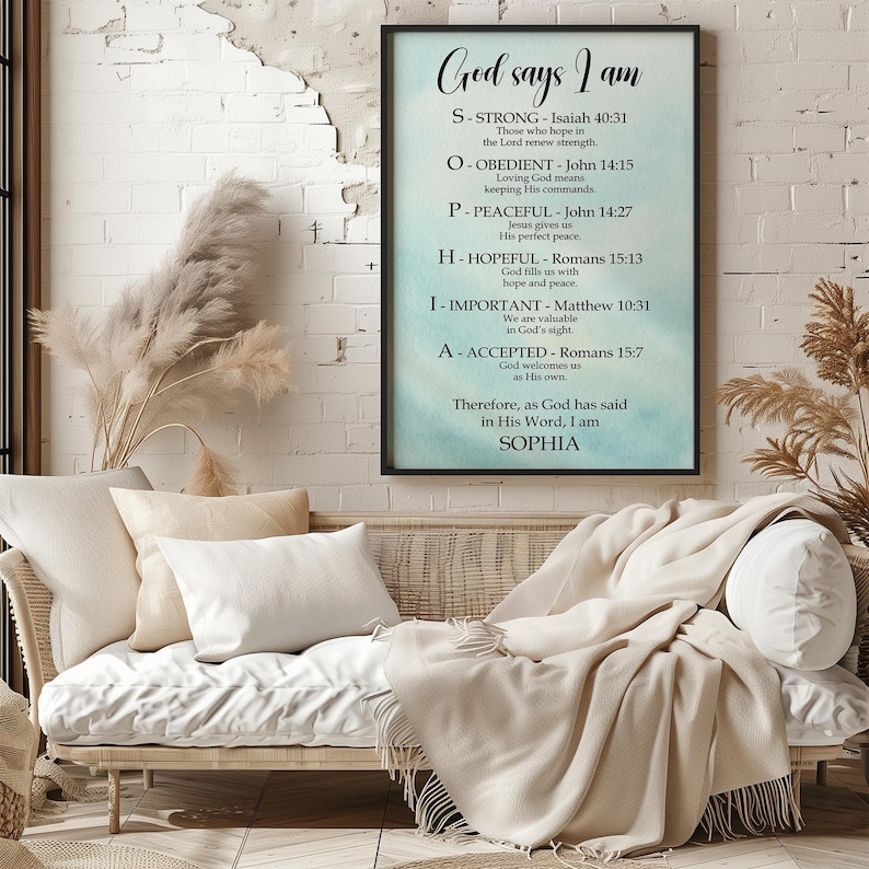 God Says I Am Wall Art, Personalized Christian Gift, Christian Custom ...