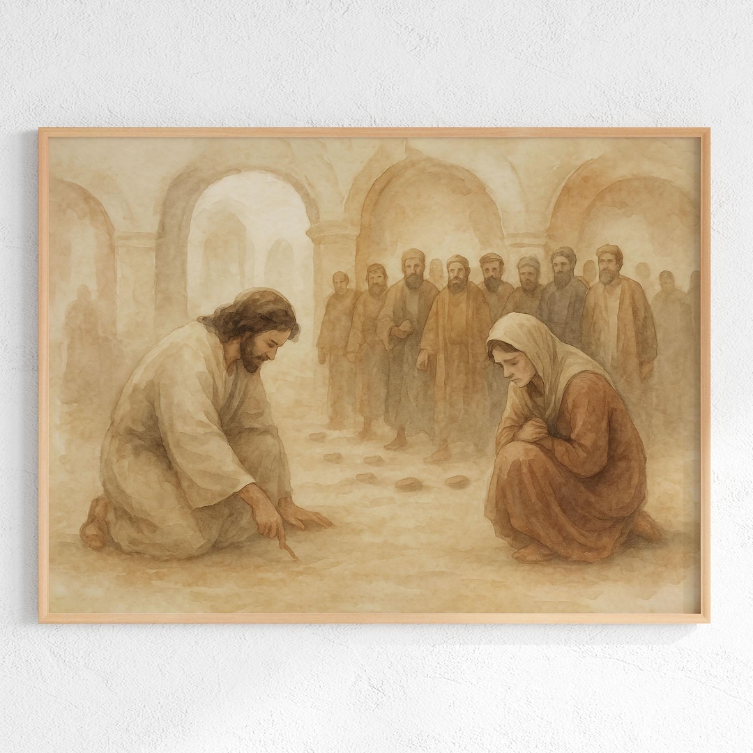 Jesus and the Woman Taken in Adultery Art, A Woman Caught in Adultery ...