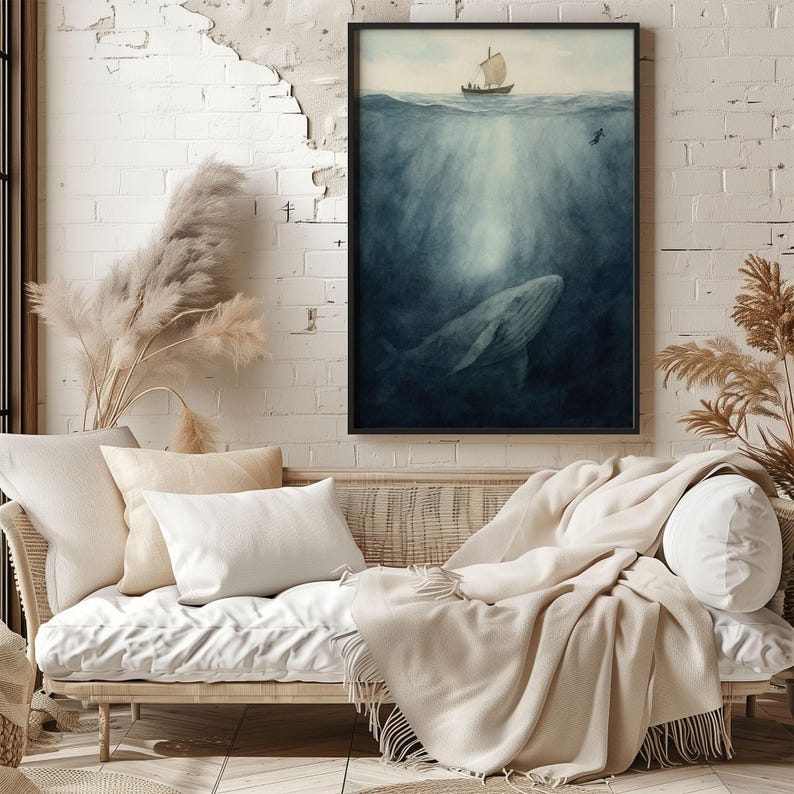 Jonah and the Whale Print, Bible Verse Wall Art, Scripture Jonah 1:17 ...