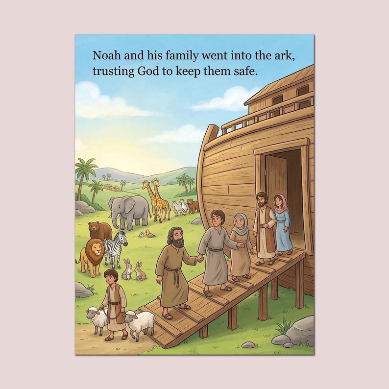 Noah's Ark Bible Story for Kids, Printable Christian Storybook, Sunday ...