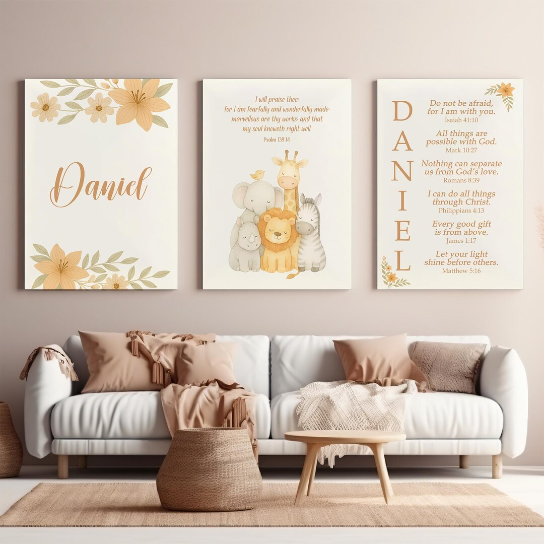 Psalm 139:14 Fearfully and Wonderfully Made Wall Art Set of 3 ...