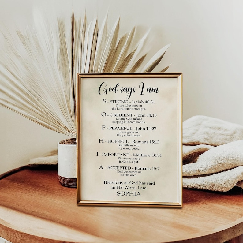 God Says I Am Wall Art, Personalized Christian Gift, Christian Custom ...