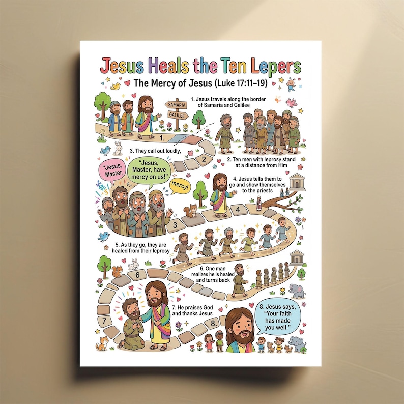 Jesus Heals the Ten Lepers Bible Timeline for Kids, Healing the 10 ...