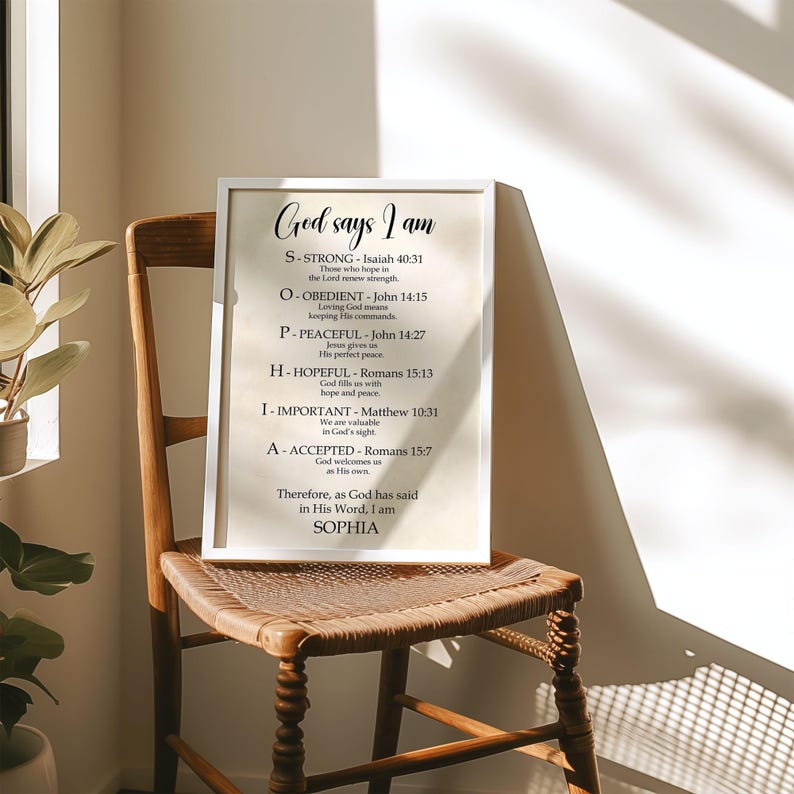 God Says I Am Wall Art, Personalized Christian Gift, Christian Custom ...