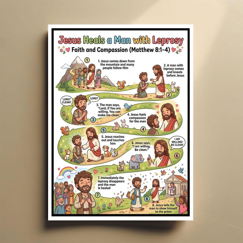 Jesus Heals the Leper Bible Timeline for Kids, Healing a Man With ...