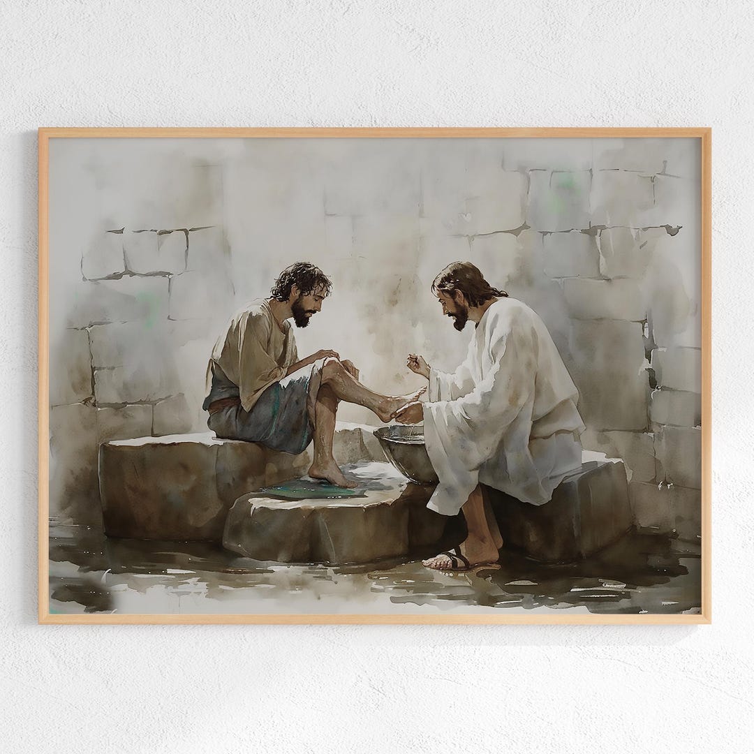 Jesus Washes Feet Art, Jesus Washes Feet of Disciples Wall Art, Jesus ...