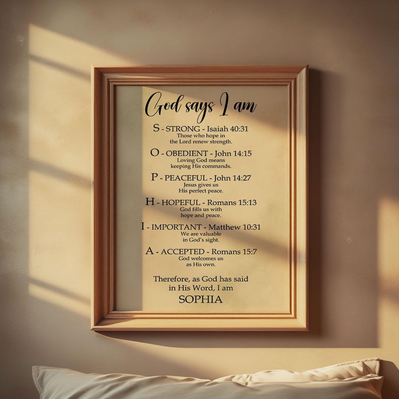 God Says I Am Wall Art, Personalized Christian Gift, Christian Custom ...