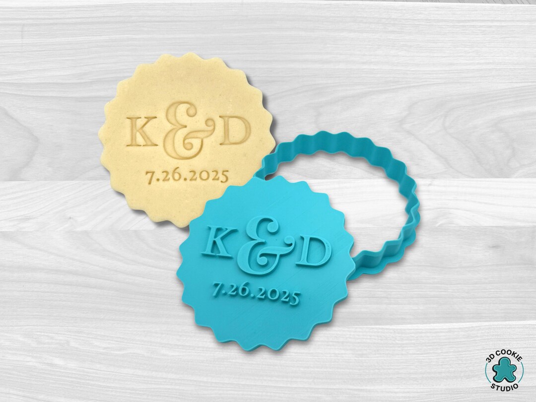 Personalized Wedding Cookie Stamp and Cutter – Bride and Groom Initials ...