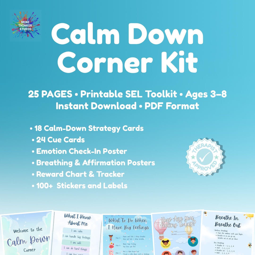 Calm Down Corner Kit Printable – 25 Emotional Regulation Tools for Kids ...