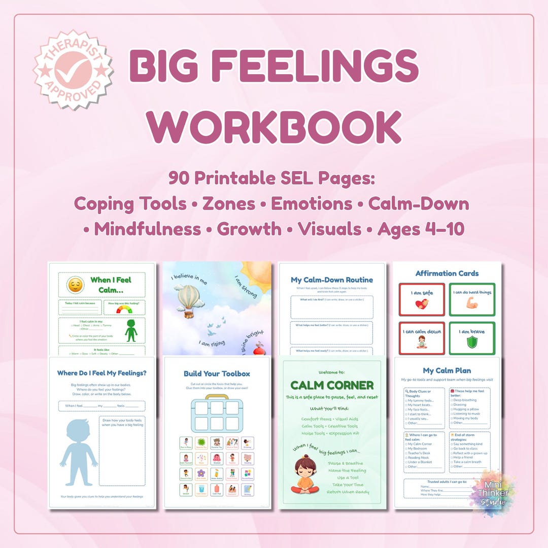 Big Feelings Therapy Workbook for Kids | 90+ SEL Tools, Emotion Journal ...