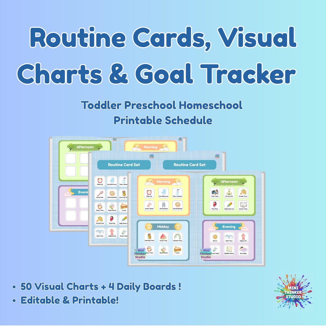 Printable Toddler Routine Cards | Visual Schedule for Kids | 50+ Daily ...