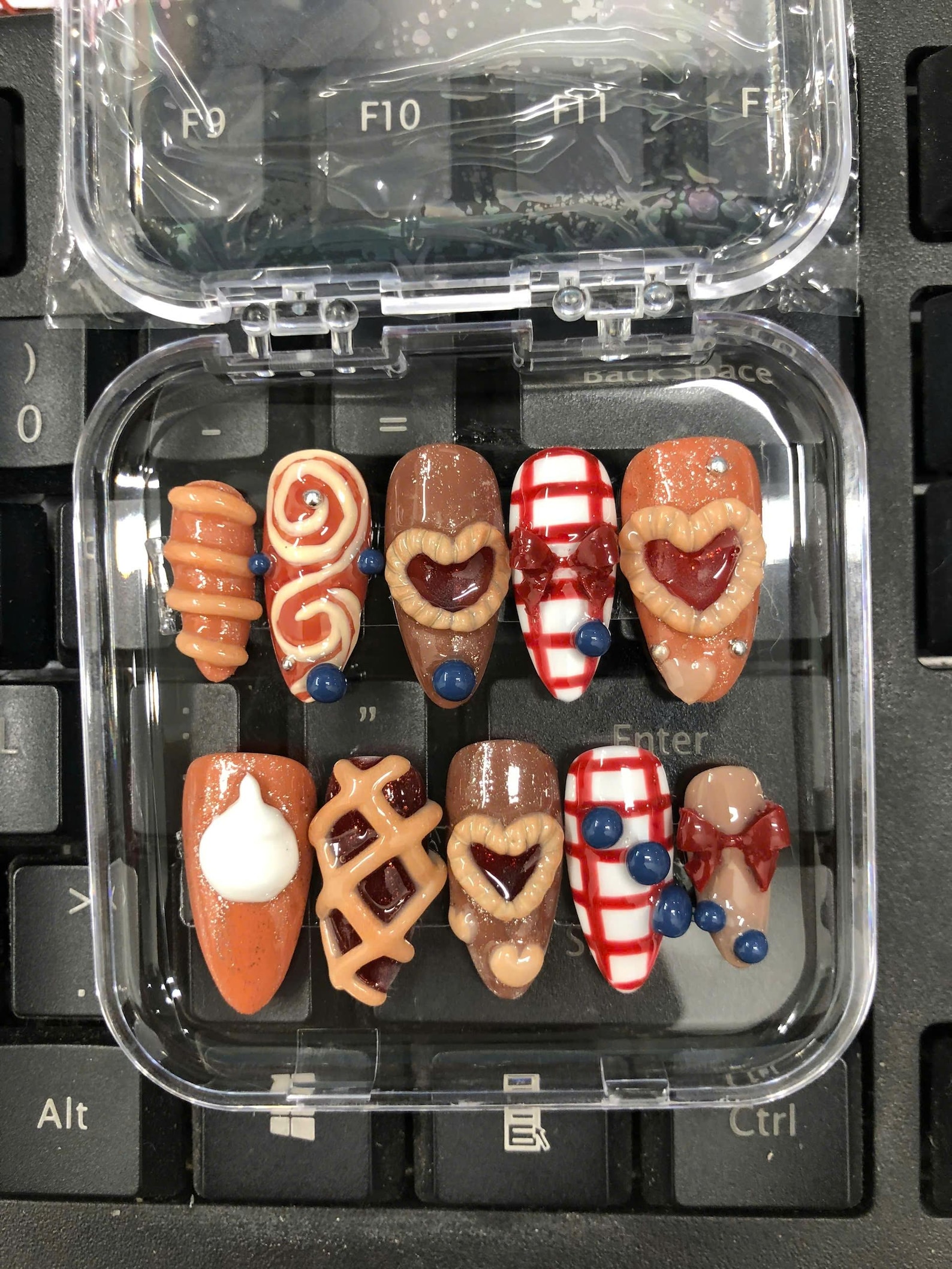 Handmade Bakery Press on Nails, Pie Crust Dessert Nails, Blueberry ...