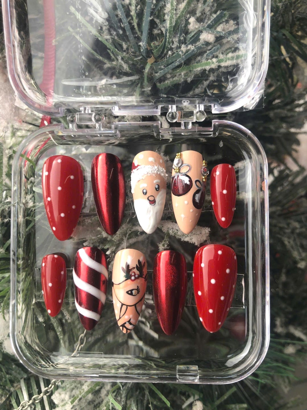 Christmas Santa Press on Nails, Reindeer and Holiday Nail Art ...