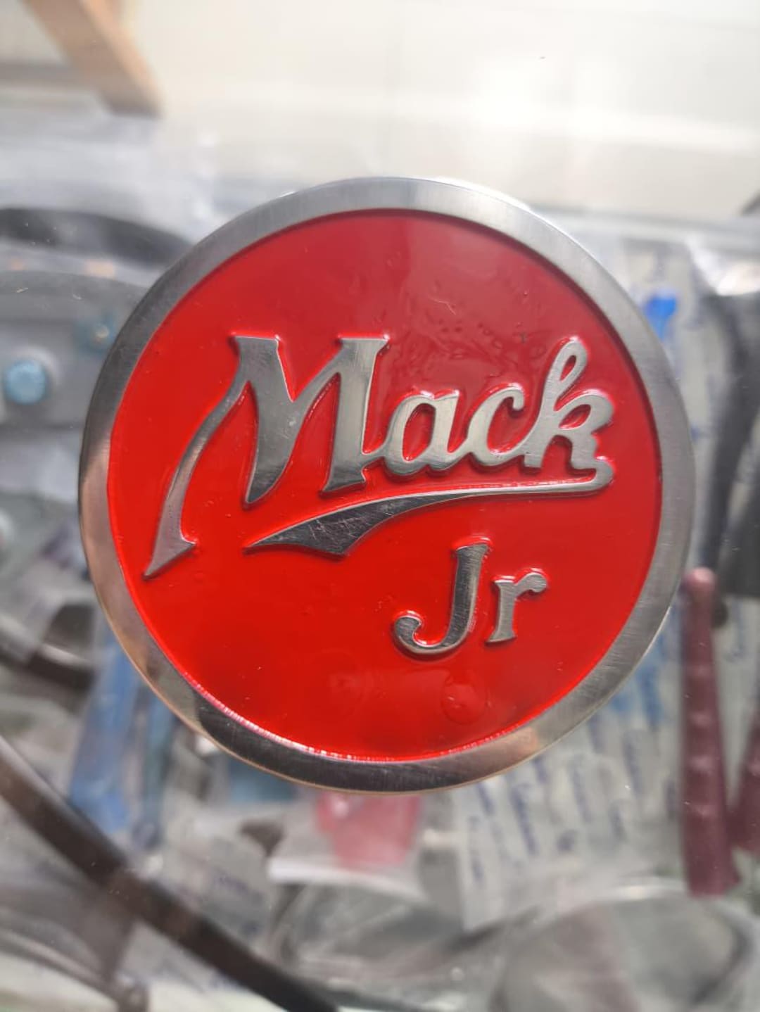 Mack Jr Emblem Badge Vintage Style Red Metal Logo Plate for Restoration ...