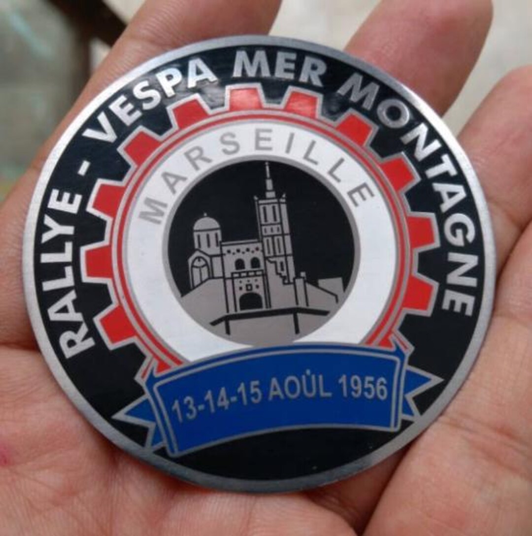 Vintage Vespa Rally Badge 1956 Marseille France Rallye Vespa Mer ...