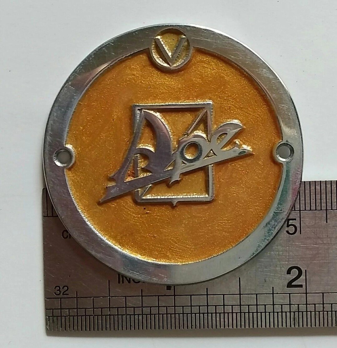 Vintage Vespa Ape Metal Emblem Badge Gold Enamel Piaggio Scooter Logo ...