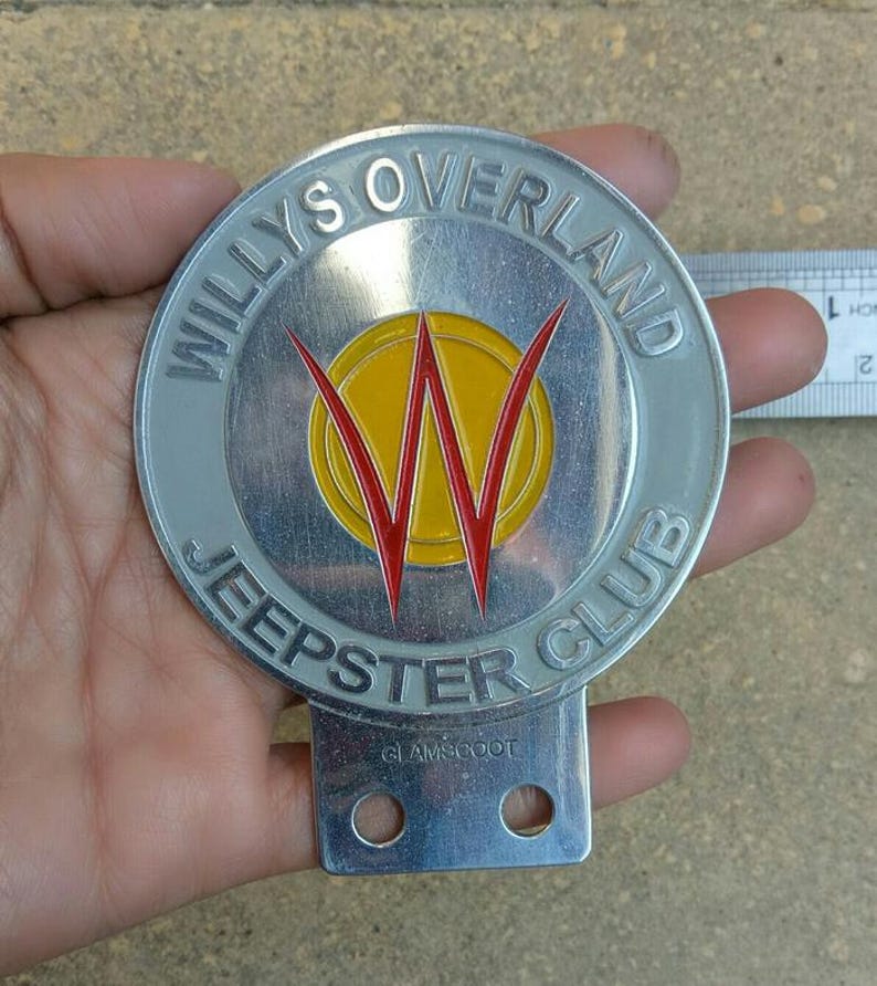 Vintage Willys Jeep Owner Overland Company Car Badge Club Emblem Pick ...