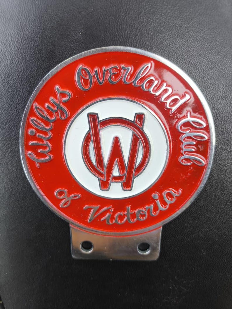Vintage Willys Overland Club Emblem – Red Enamel Metal Badge – Classic ...