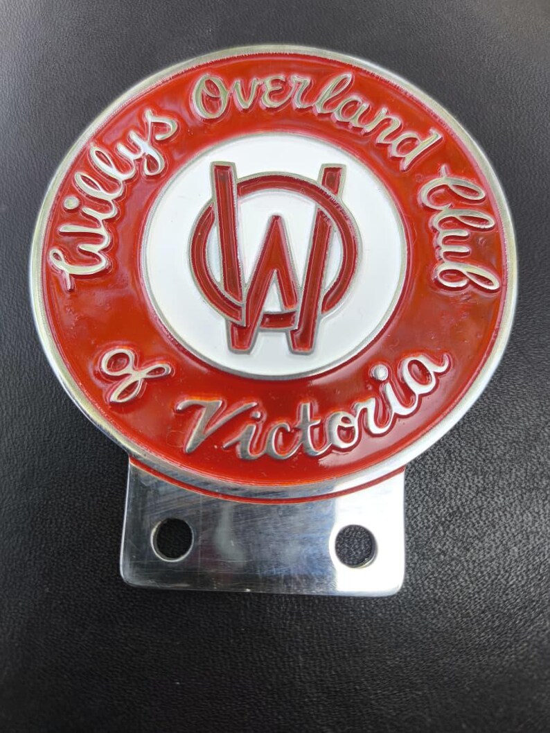 Vintage Willys Overland Club Emblem – Red Enamel Metal Badge – Classic ...