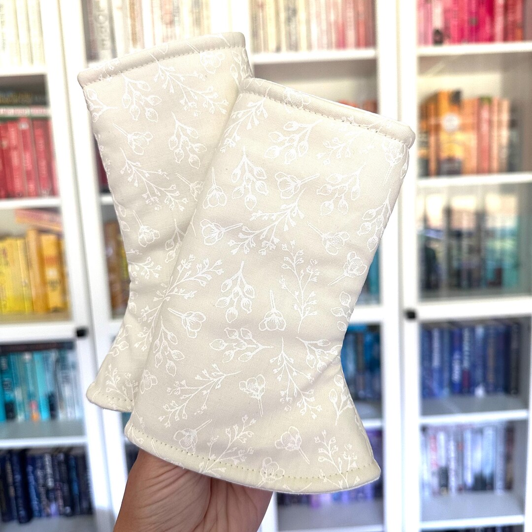 White Floral on Cream Curved Machine Washable Suckpads for Happy Baby ...