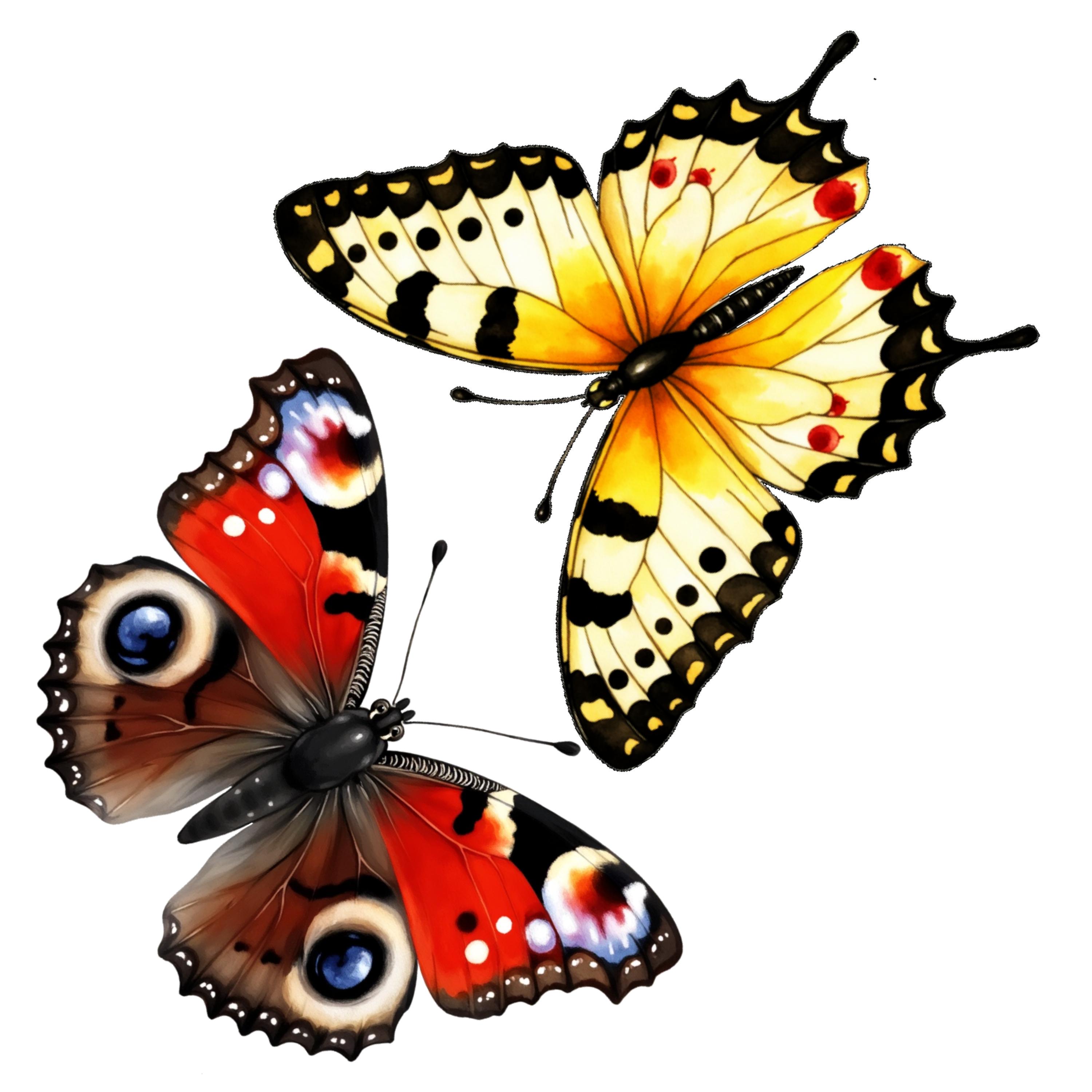 18 Colorful Butterfly Clip Art Set | 18 PNG & JPEG Images | Instant ...