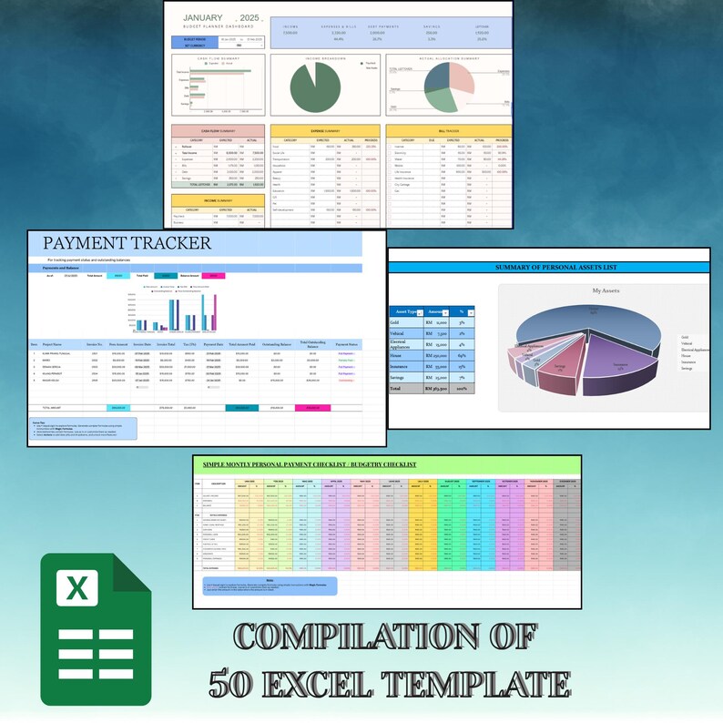 50 Ready to Use Excel Template - Etsy